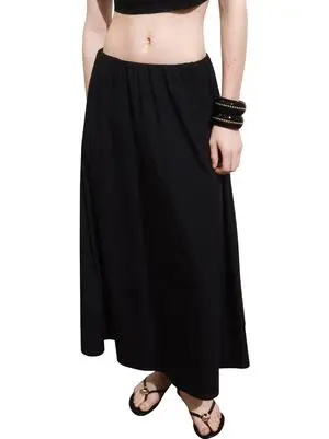 Mango Flared Cotton Midi Skirt - Black