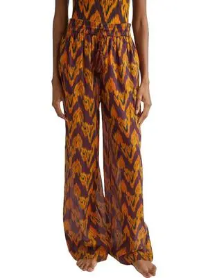 Ulla Johnson Azra Print Wide Leg Cover-up Pants - Terra