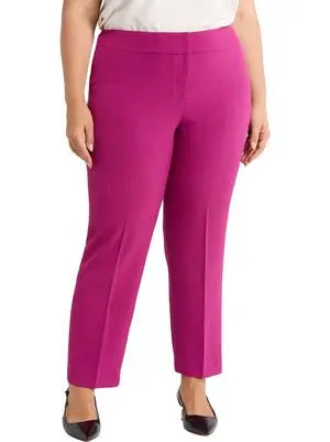 KASPER Flat Front Slim Pants Cerise