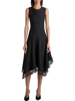 Alexander McQueen Lace Detail Asymmetric Dress - Black/black