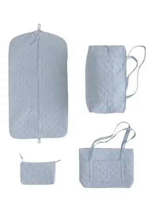 LITTLE ENGLISH Quilted Luggage Set - Light Blue