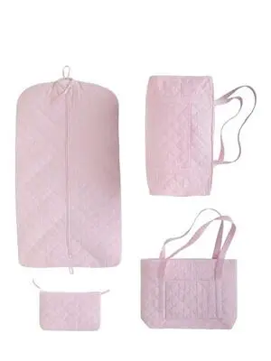LITTLE ENGLISH Quilted Luggage Set Light Pink