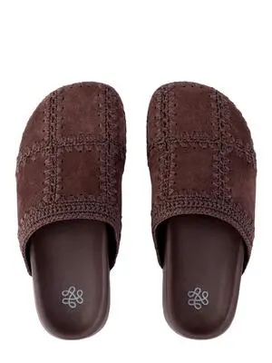 THE SAK Bolinas Suede Clogs Mahogany Suede Patch