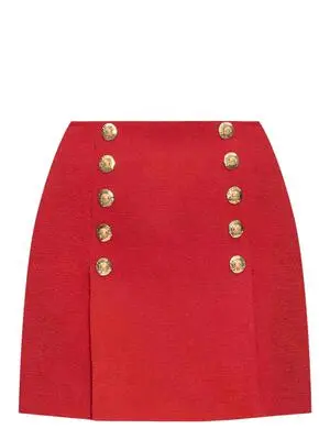 BALMAIN Button Detailed Virgin Wool Mini Skirt