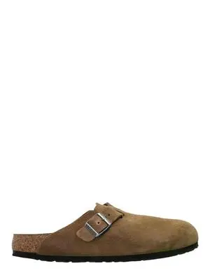 BIRKENSTOCK Boston Buckle Suede Mules - Brown