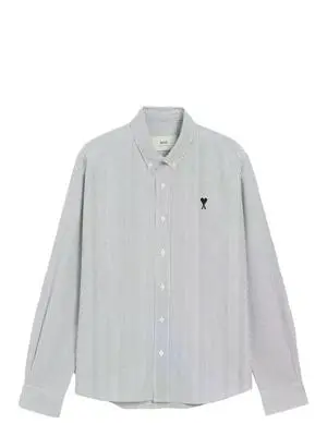 Ami De Coeur Monogram Striped-pattern Shirt - White