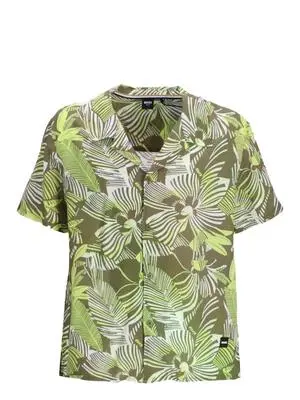 BOSS Leaf-print Short-sleeve Shirt - Green