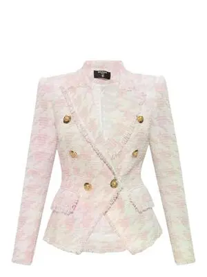 Balmain Tweed Double-breasted Blazer - Pink