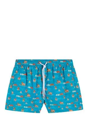 Sundek Dog-print Swim Shorts - Blue