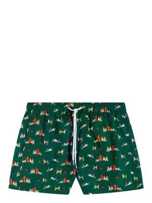 Sundek Dog-print Swim Shorts - Green