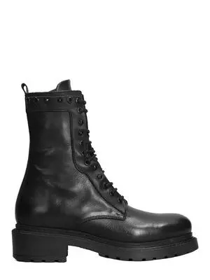 METISSE Leather Combat Boots - Black