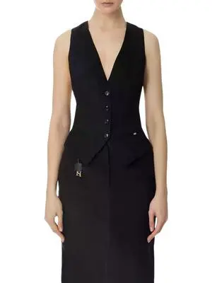 Elisabetta Franchi Button-fastening Sleeveless Waistcoat - Black