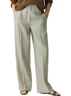 Theory Gingham Check Straight-leg Trousers - Neutrals