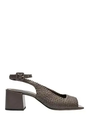 STUDIO CHOFAKIAN 45mm Woven Leather Sandals - Grey