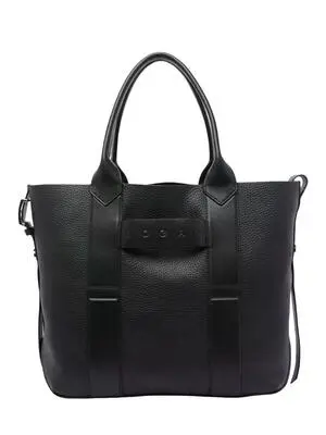 Hogan Leather Shopping Tote Bag - Black