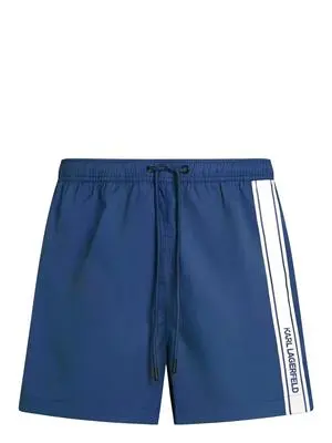 Karl Lagerfeld Elongated-logo Swim Shorts - Blue