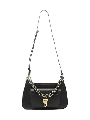 COCCINELLE Chain-embellished Leather Shoulder Bag - Black