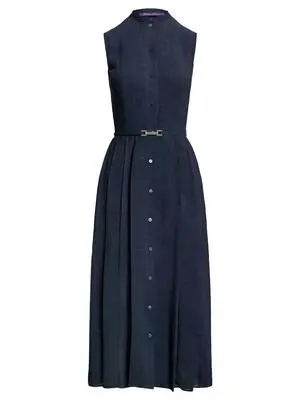 Ralph Lauren Belted Sleeveless Dress - Blue