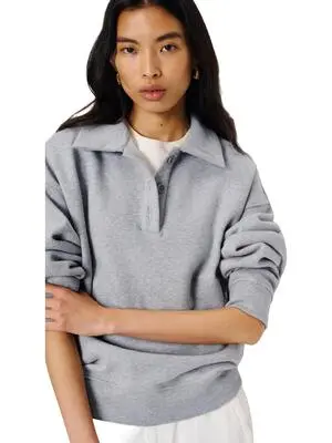 REFORMATION Nico Classic Polo Sweatshirt Heather Grey