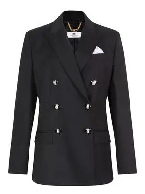 Elisabetta Franchi Double-breasted Blazer With Skull Buttons - Black