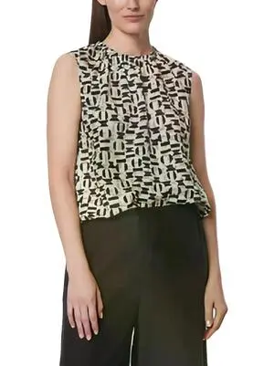 Marc O'polo Geometric-print Sleeveless Blouse - Neutrals