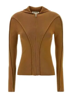 Victoria Beckham Zip-front Hoodie - Brown
