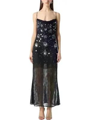 Blumarine Sequin-embellished Lace Gown - Black