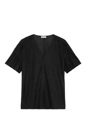 Marc O'polo Gathered-detail V-neck Top - Black
