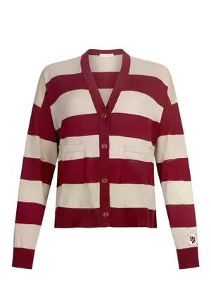 Liu Jo Striped Patch Embellished Cardigan - Red