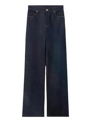 Claudie Pierlot Straight-leg Jeans With Leather Patch - Blue