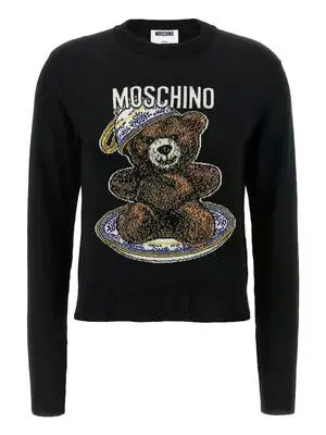 Moschino Teddy Bear-intarsia Crew-neck Sweater - Black