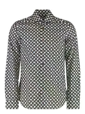 SONRISA Geometric-print Cotton Shirt - Black