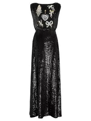 TEMPERLEY LONDON Adalina Sequin-embellished Maxi Dress - Black