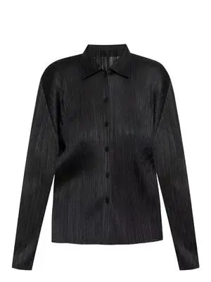 Issey Miyake Basics Pleated Long-sleeve Shirt - Black