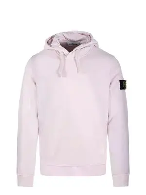 Stone Island Logo Badge Hoodie - Pink