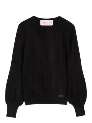 Valentino Garavani V-logo Cable-knit Jumper - Black