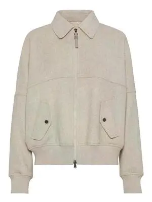 Brunello Cucinelli Zip-front Bomber Jacket - Neutrals