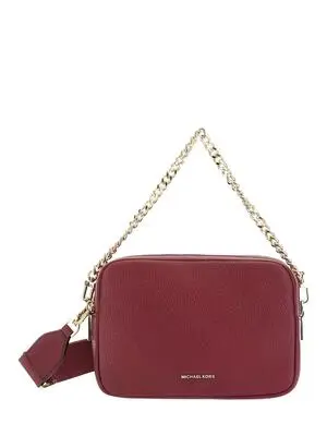 Michael Kors Leather Crossbody Bag With Chain Strap - Red