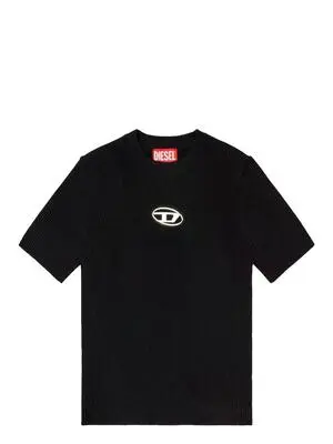 DIESEL Crew-neck Ribbed T-shirt - Black