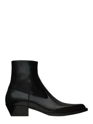 Saint Laurent 40mm Beat Pointed-toe Leather Boots - Black