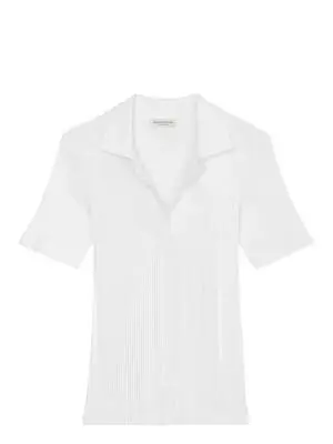 Marc O'polo Ribbed Polo-collar Top - White