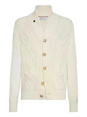 Brunello Cucinelli Cable-knit Cardigan - White