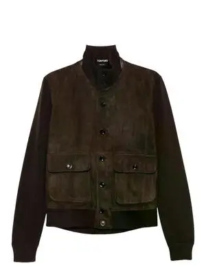 TOM FORD Knitted-Sleeves Suede Jacket