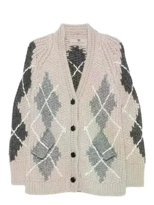 Ermanno Scervino Argyle-pattern Cardigan - Neutrals