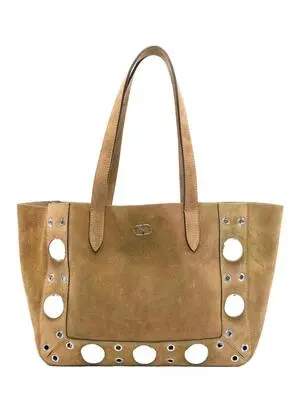 Valentino Garavani Nellcôte Eyelet-embellished Tote Bag - Neutrals