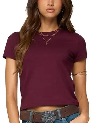 EDIKTED Natalie T-shirt - Burgundy