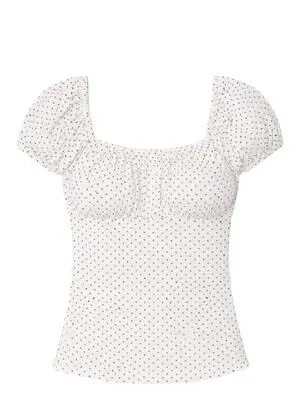 EDIKTED Stefania Polka Dot Top - White-and-black