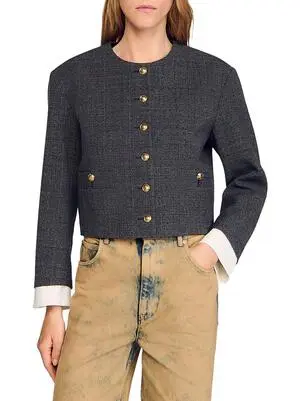SANDRO Embellished Short Jacket