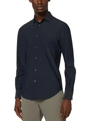 Boggi Milano Slim Fit Stretch Button Front Shirt - Navy Blue