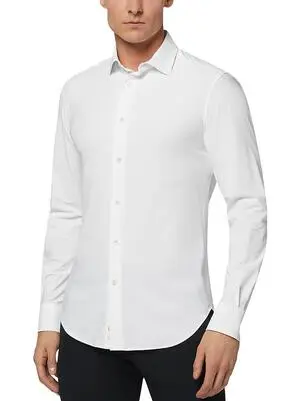 Boggi Milano Slim Fit Stretch Button Front Shirt White
